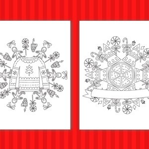 Printable Christmas Mandala Coloring Pages: Reindeer, Tree, Sweater ...