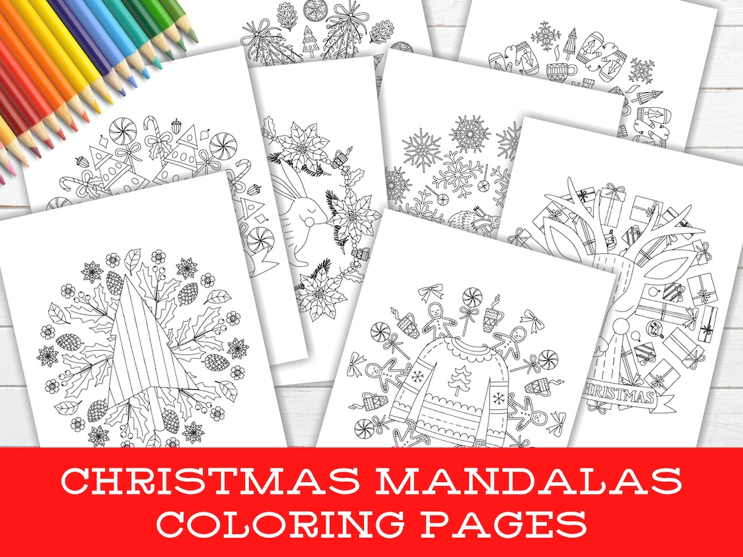 Printable Christmas Mandala Coloring Pages: Reindeer, Tree, Sweater ...