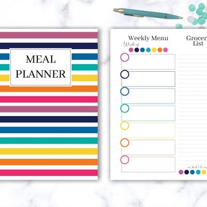 Printable Rainbow Meal Planner, Meal Planning Binder, Digital Meal ...