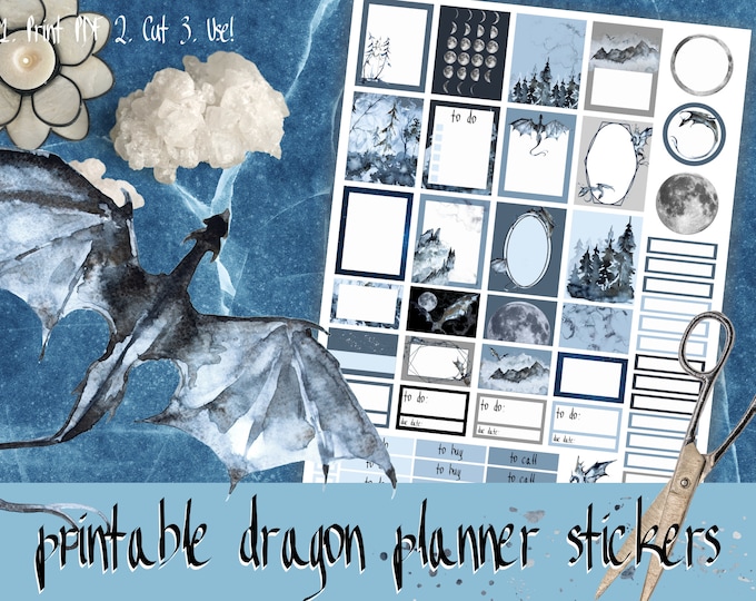 Printable Dragon Planner Stickers Digital Stickers Printable - Etsy