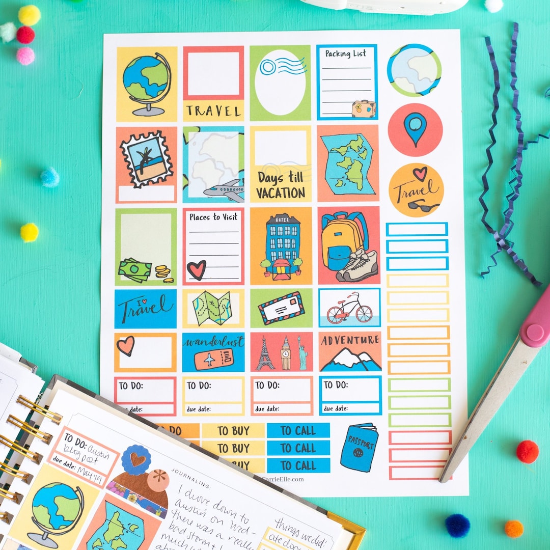 Printable Travel Planner Stickers, Digital Stickers, Printable Stickers ...