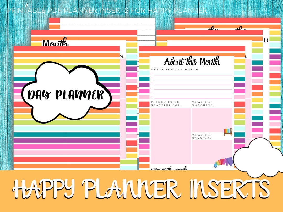 Printable Happy Planner Inserts, Planner Inserts, Rainbow Day Planner ...