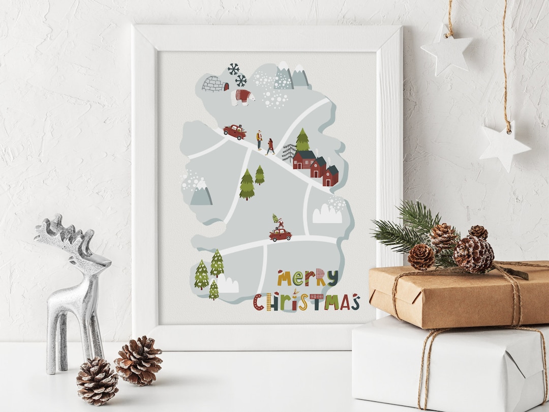 Printable Christmas Wall Art, Christmas Map Art, Christmas Map ...