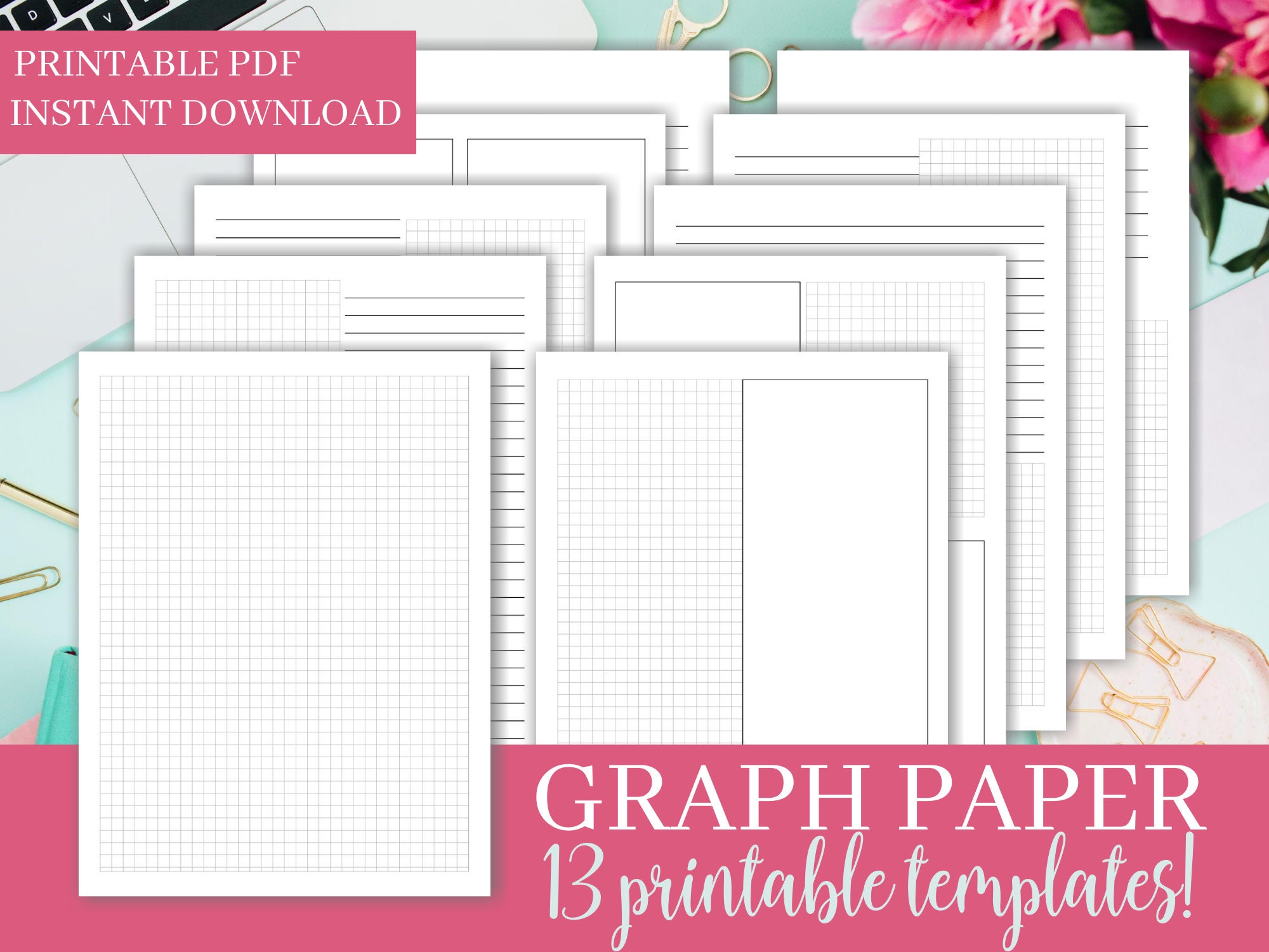 Printable 8.5x11 Graph Paper Templates, Graph Paper PDF, Graph Paper ...