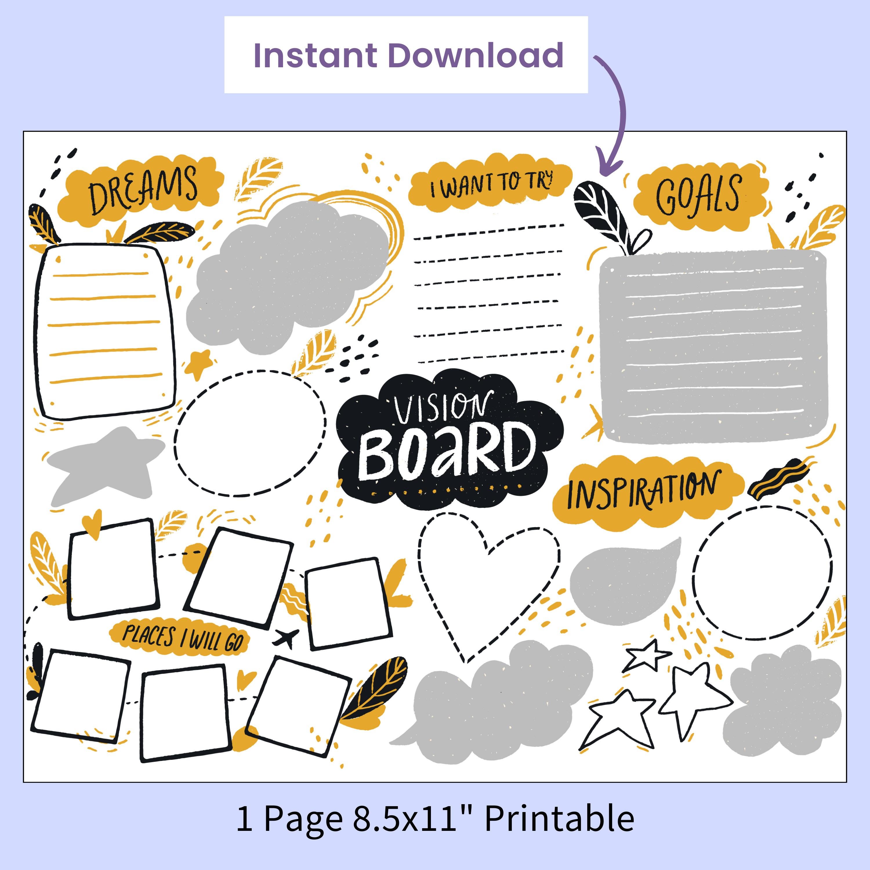 2025 Vision Board Printable Goal Setting Manifestation Planner Dream ...