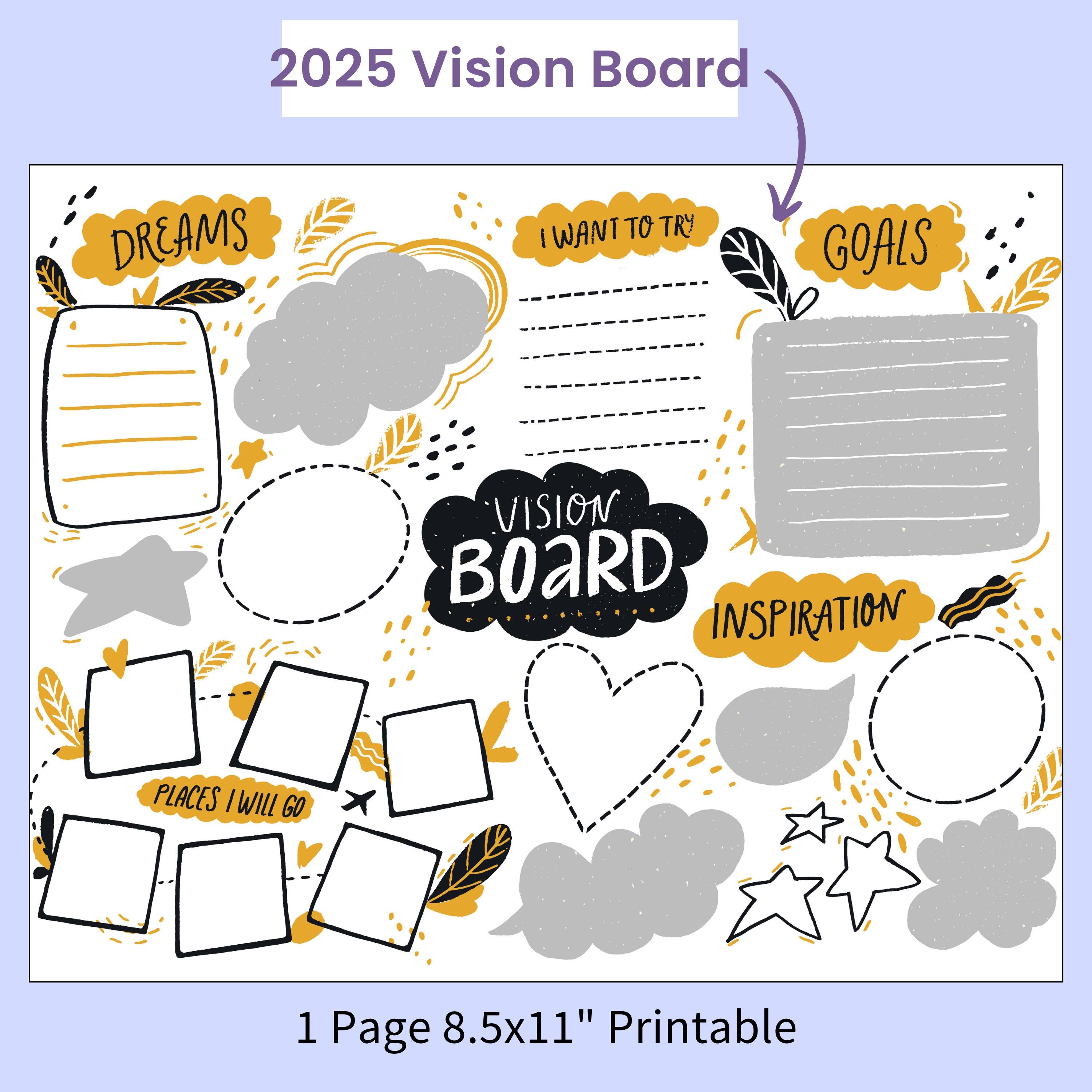 2025 Vision Board Printable Goal Setting Manifestation Planner Dream ...