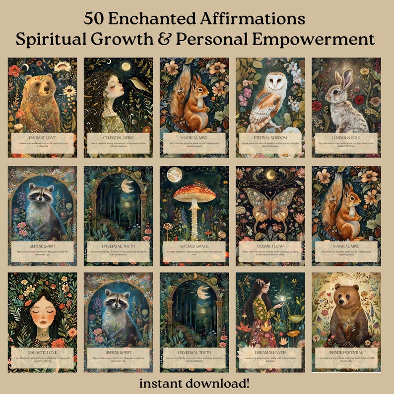 50 Positive Affirmations Printable Digital Affirmation Cards Personal ...