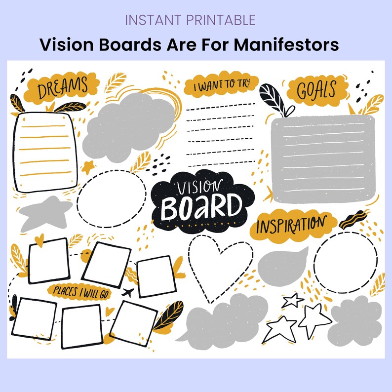2026 Vision Board Printable: Goal Setting Template (digital Download ...