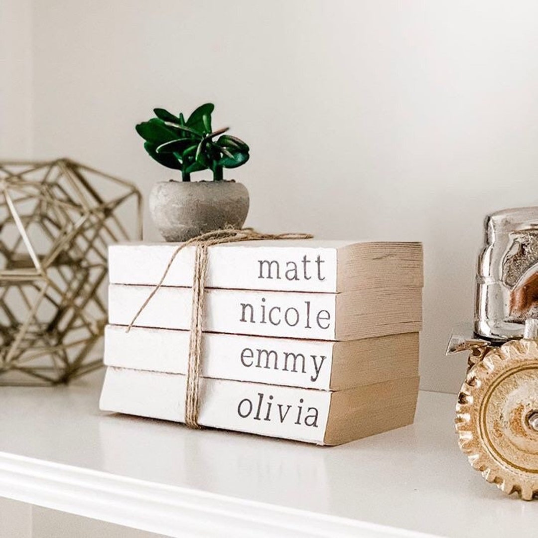 Bookstacks With Names - Etsy