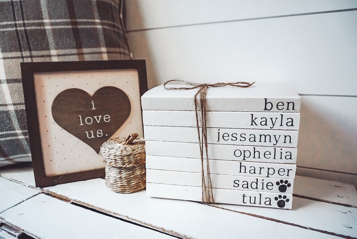 Bookstacks with names | Etsy