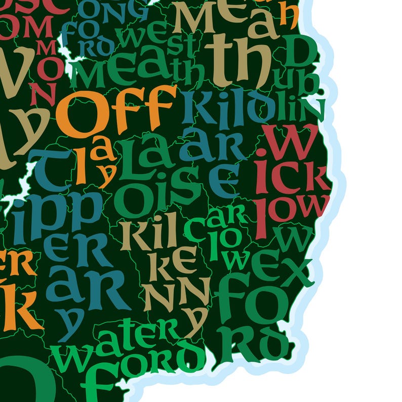 Counties of Ireland Map, Art Print - Etsy