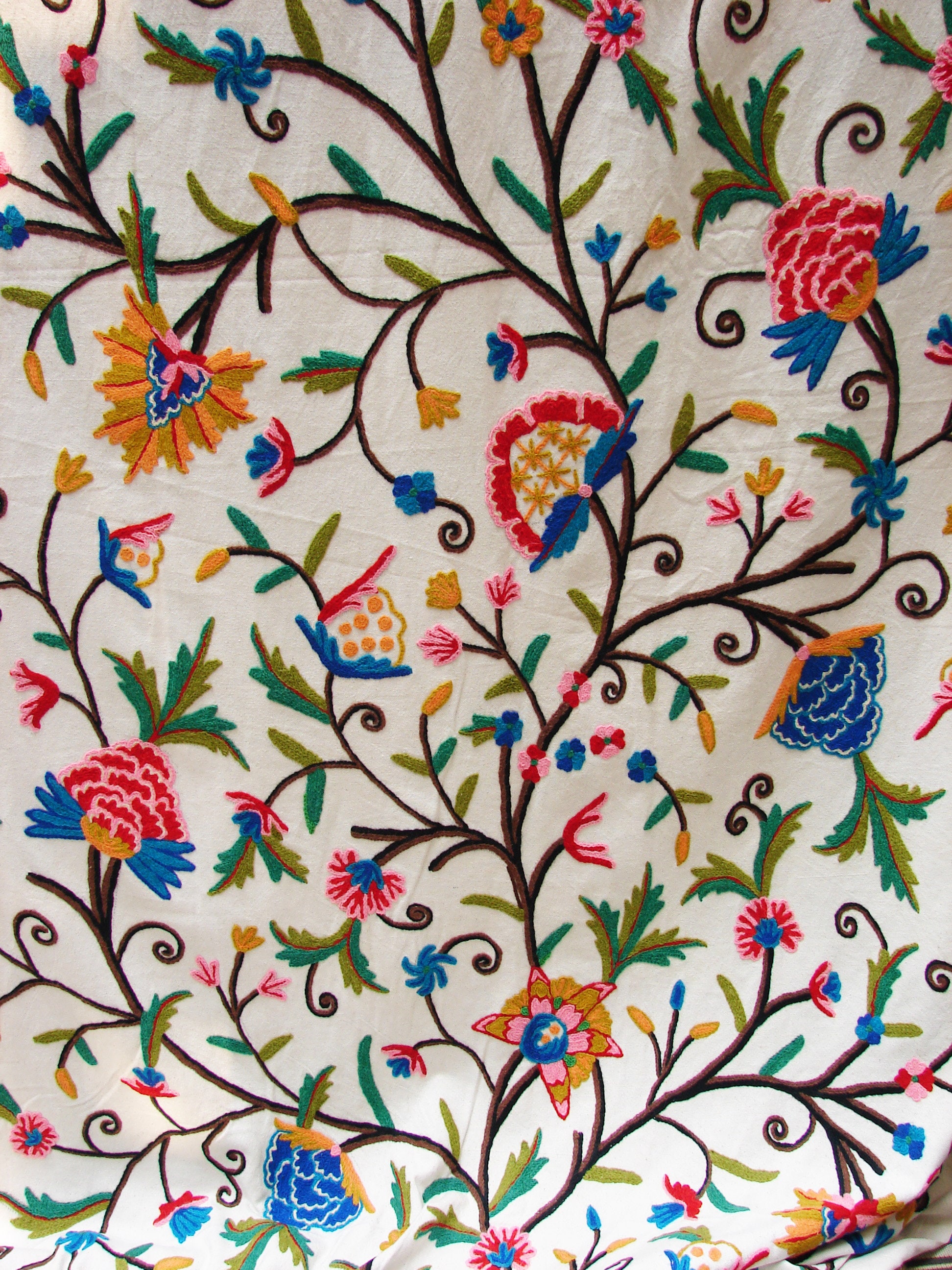 Crewel Fabric Hand Embroidered by Wool on Cotton Bythe Yard | Etsy