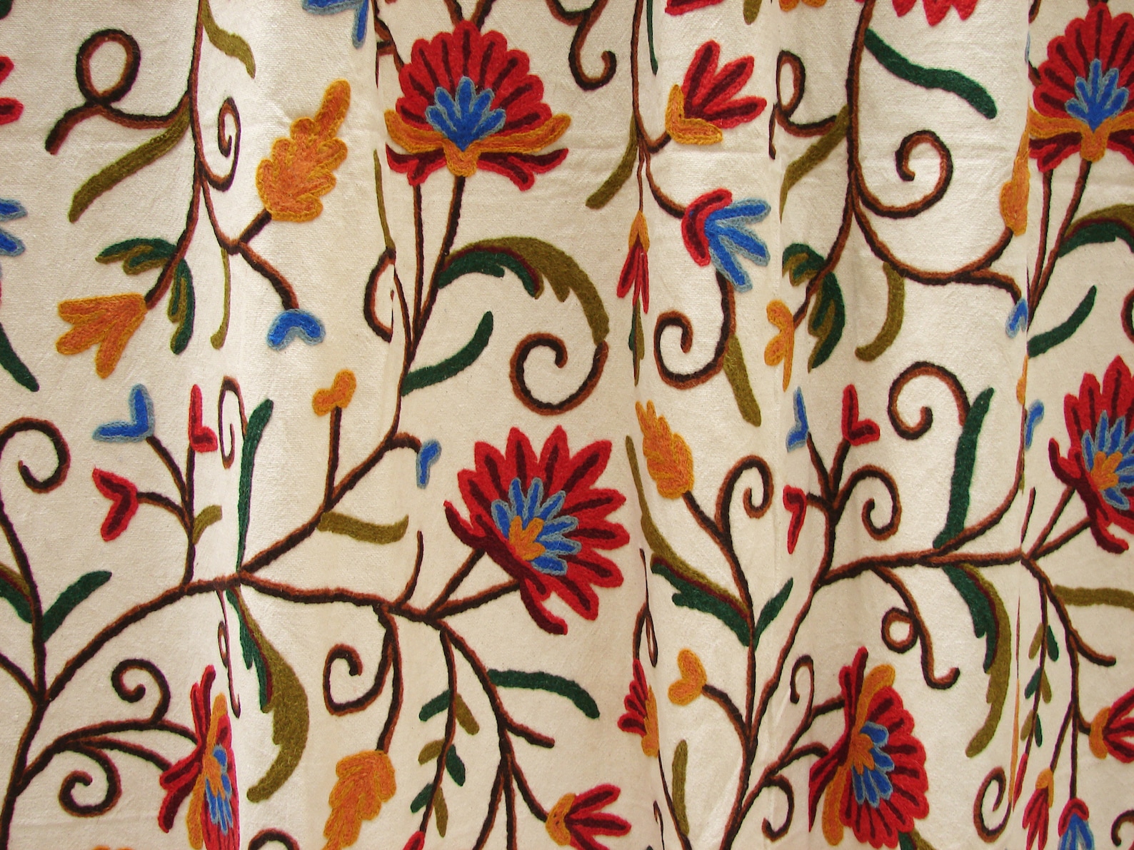 Crewel Embroidered Fabric By-the Yard We Can Make Curtains - Etsy