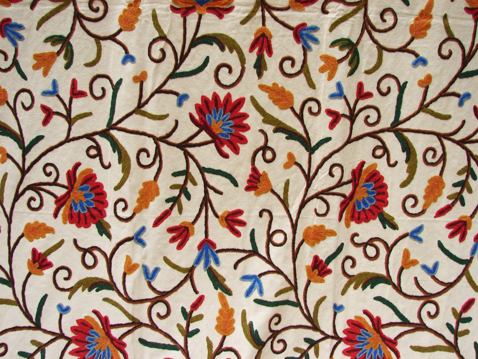 Crewel Embroidered Fabric By-the Yard We Can Make Curtains - Etsy