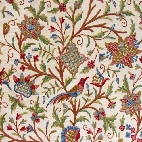 Crewel Embroidered Fabric By-the Yard We Can Make Curtains - Etsy