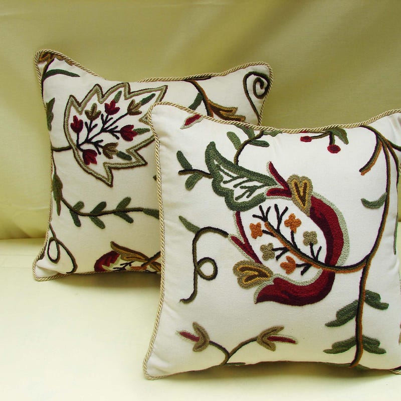 Crewel Work Pillow - Etsy