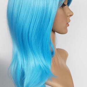 Light Blue Long Wavy Wig for Women. Sky Blue Synthetic Hair. Holiday ...