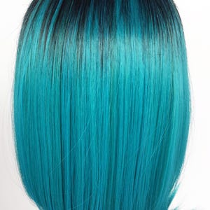 Turquoise and Black Shoulder Length Wig. Multi-colored Premium High ...