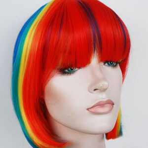 Beautiful Rainbow Bob Wig With Bangs for Women. Premium Natural Looking ...