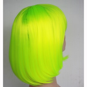 Neon Green Bob Wig Wig With Bangs for Women. Bright Lime Green Short ...