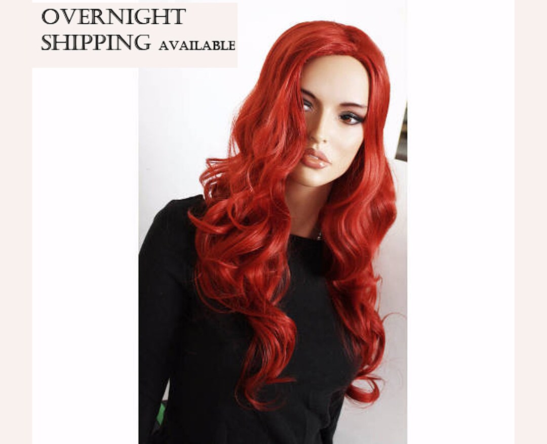 Deep Red Curly Long Wig. Dark Curly Red Long Wig for Women. Party ...