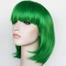 Grass Green Bob Wig With Bangs. Grass Green Short Synthetic Hair. Party ...
