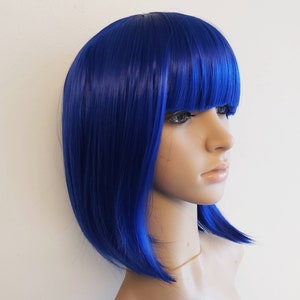 Blue Bob Wig With Bangs for Women. Blue Costume Short Wig. Daily Wear ...