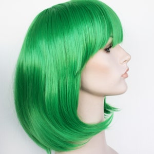 Grass Green Bob Wig With Bangs. Grass Green Short Synthetic Hair ...