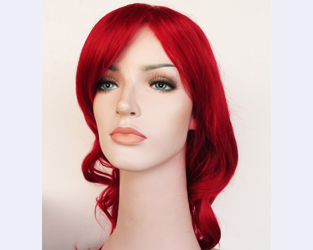 Dark Red Medium Length Wavy Wig for Women. Party Shoulder Length ...