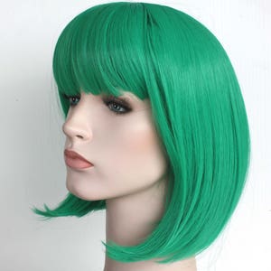 Green Bob Wig With Bangs: Short Turquoise Synthetic Hair - Etsy