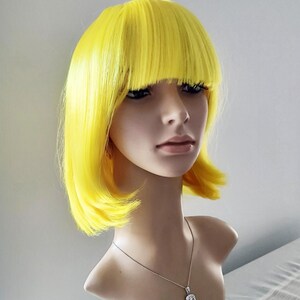 Yellow Bob Wig With Bangs for Women. Holiday Party Costume Yellow Bob ...