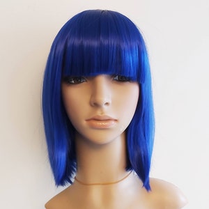 Blue Bob Wig With Bangs for Women. Blue Costume Short Wig. Daily Wear ...