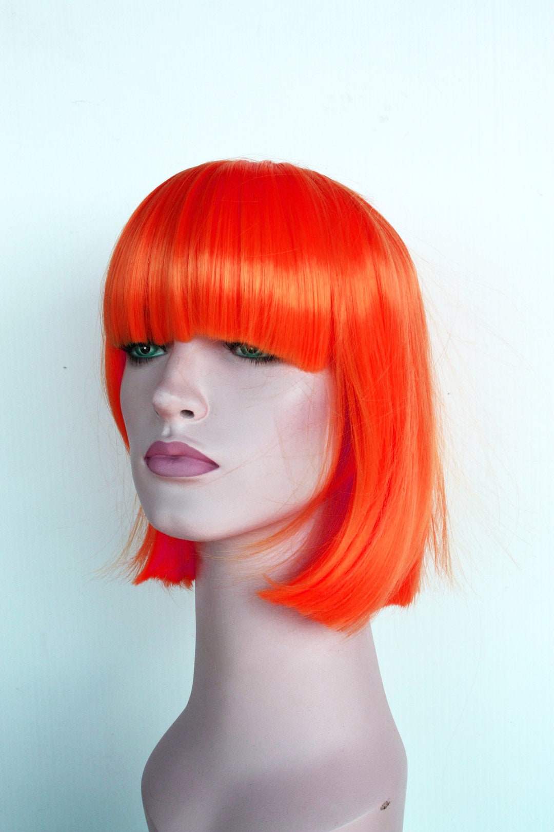 Red Orange Bob Wig With Bangs for Women. Mardi Gras Bob Costume Wig ...