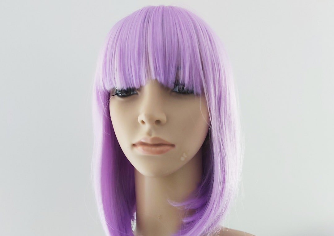 Lavender Bob Wig: Short Straight Synthetic Hair, Heat Resistant - Etsy