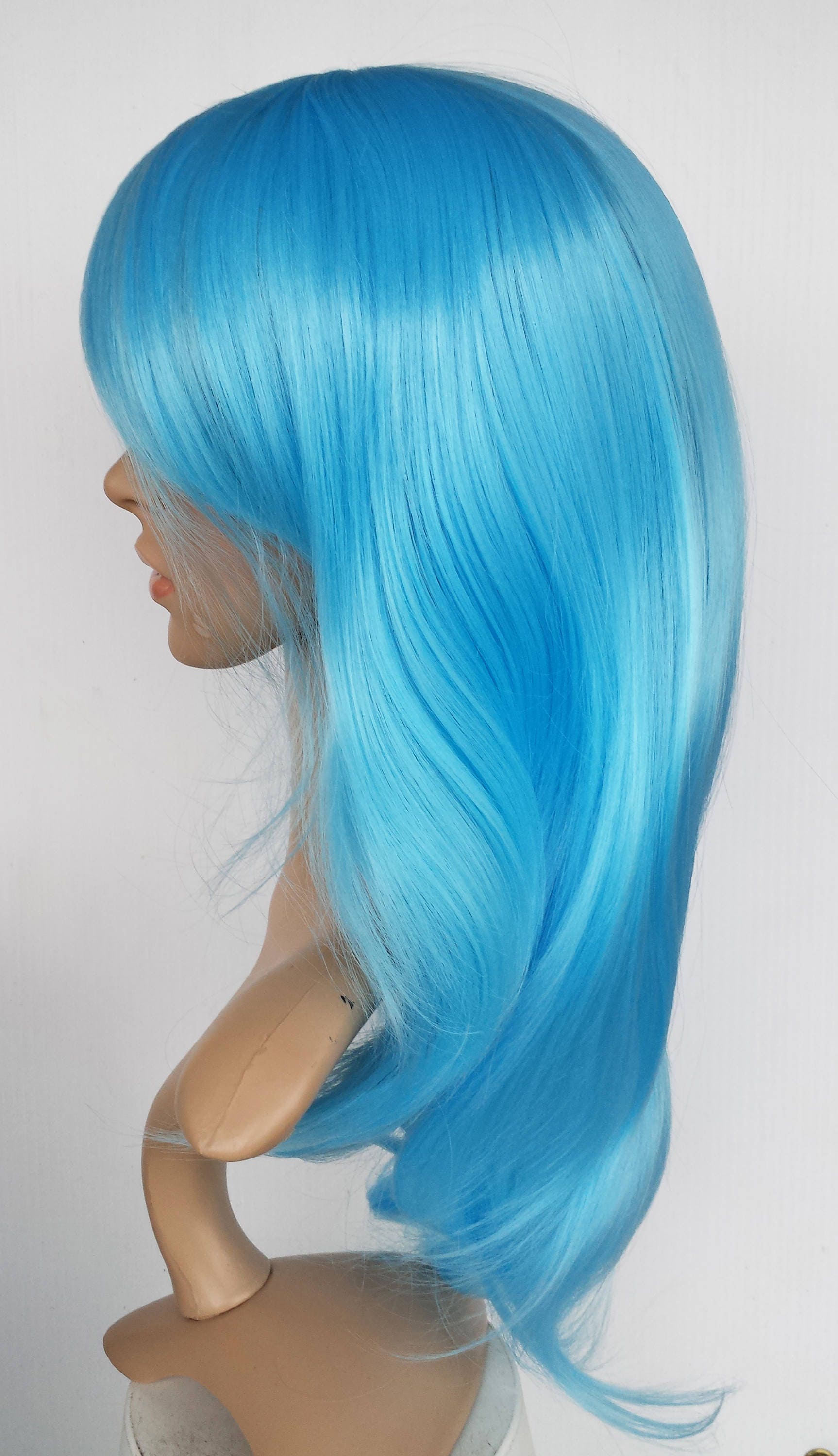 Light Blue Long Wavy Wig for Women. Sky Blue Synthetic Hair. - Etsy