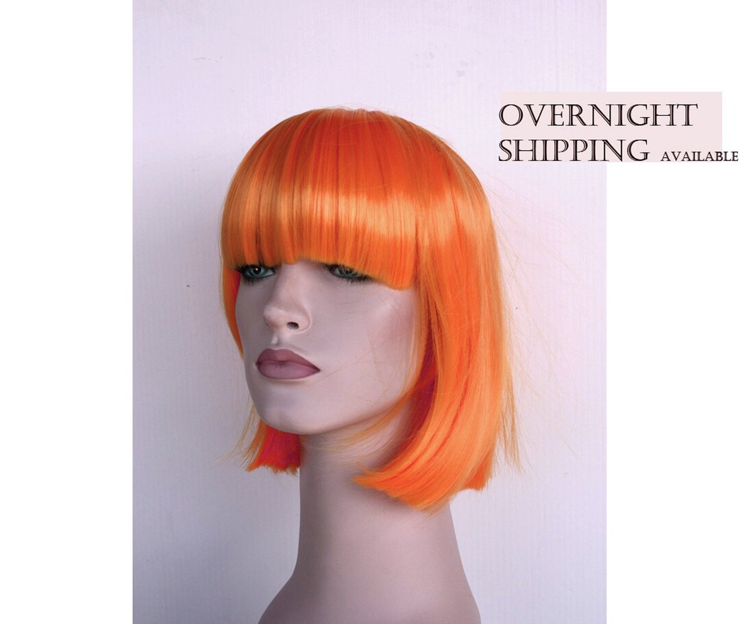 Orange Bob Wig With Bangs for Women. Holiday Party Costume Orange Wig ...