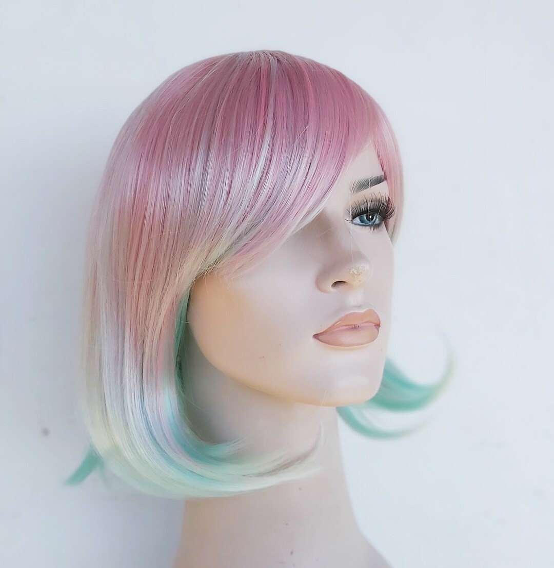 Multi-colored Short Hair for Women. Salmon Pink, Light Green and Blonde ...