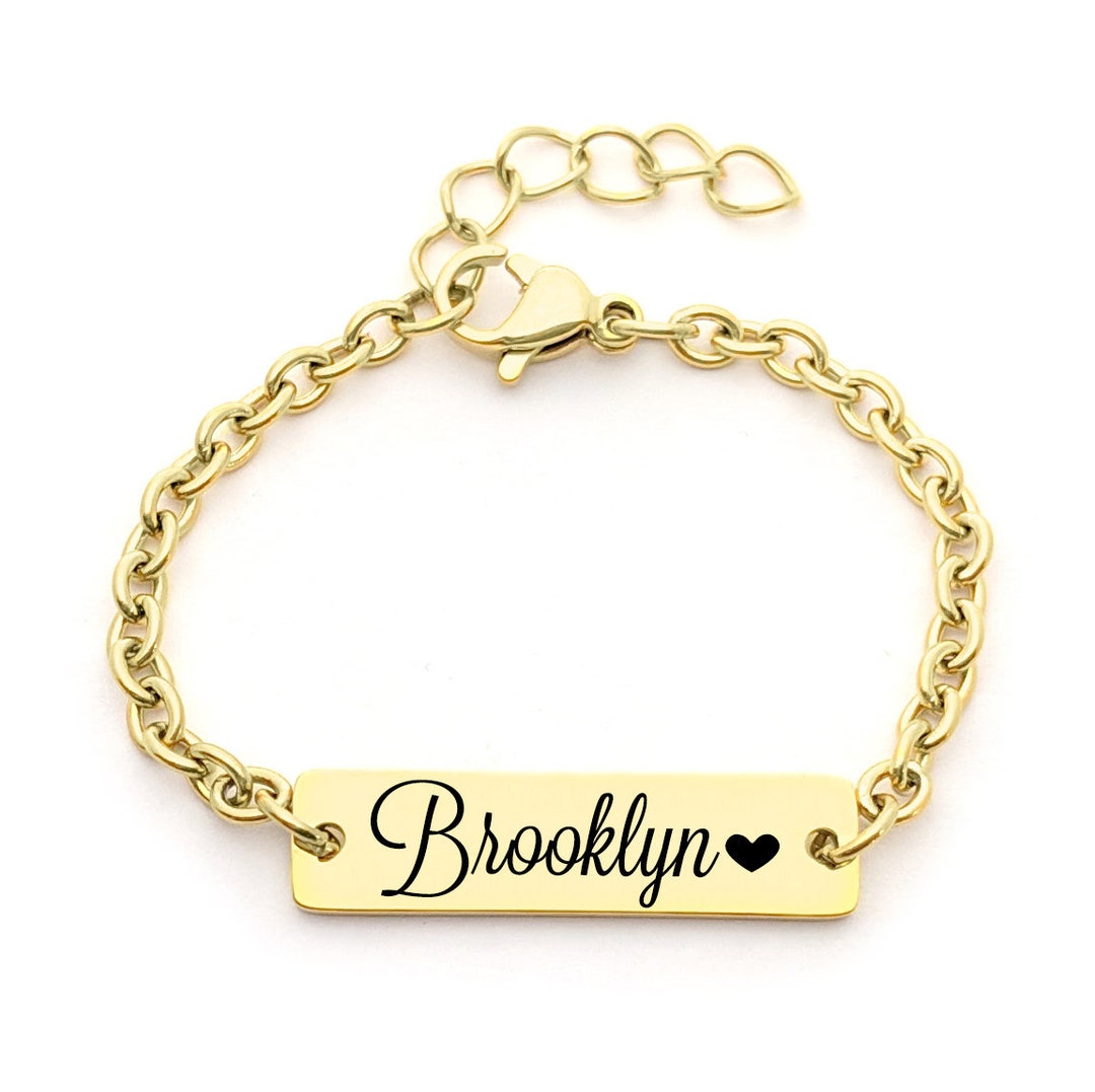 Infant Bracelet, Gold Bar Baby ID Bracelet, Personalized Child Sizes ...