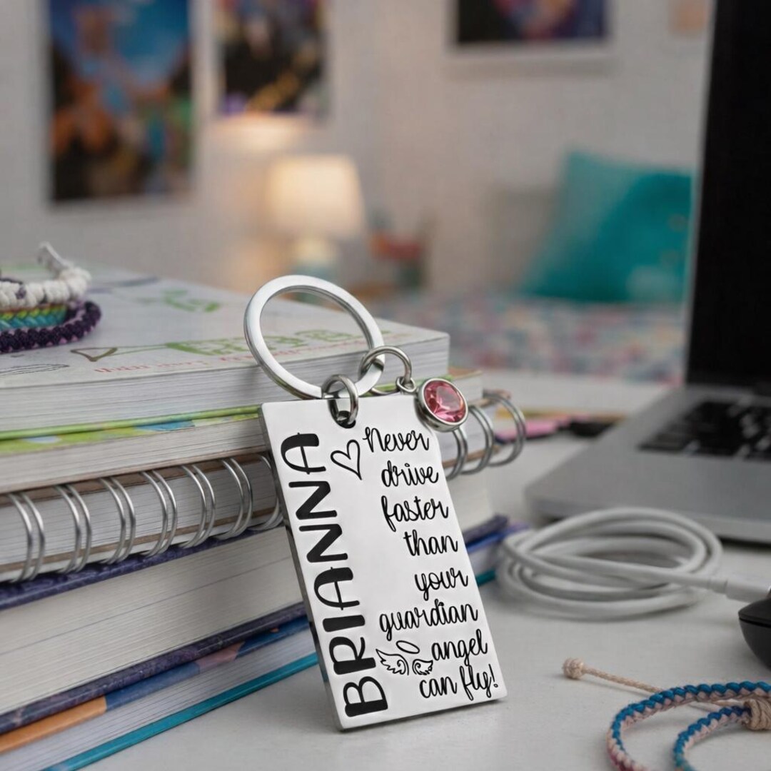 Personalized Guardian Angel Keychain Gift, Drive Safe Keychain, New ...