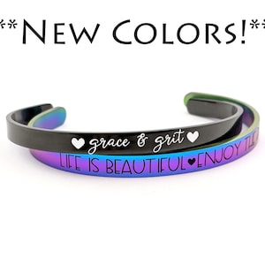 Personalized Engraved Cuff Bracelet | Custom Message Bracelet | Name ...