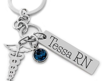 RN Personalized Keychain Rhinestone Caduceus NURSE Nurses - Etsy Canada
