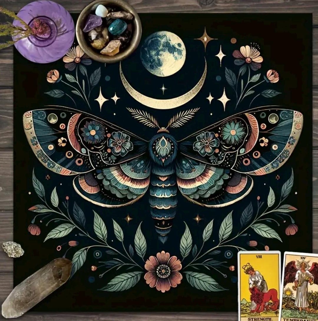 Flower Botanical Moth Goddess Moon Phases Lightwork Tarot Witches Altar ...