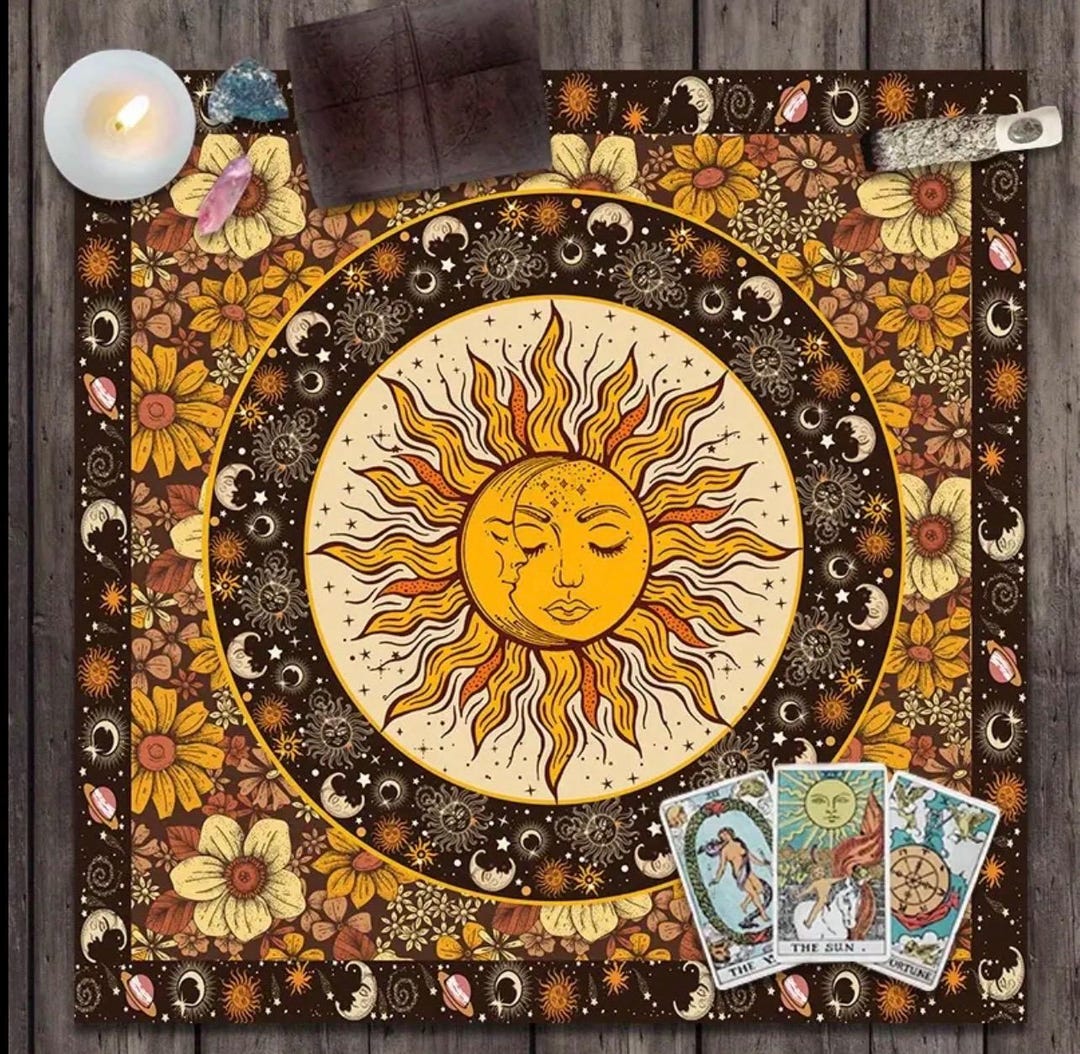 Goddess Sun and Moon Solstice Floral Botanical Black and Gold Tarot ...