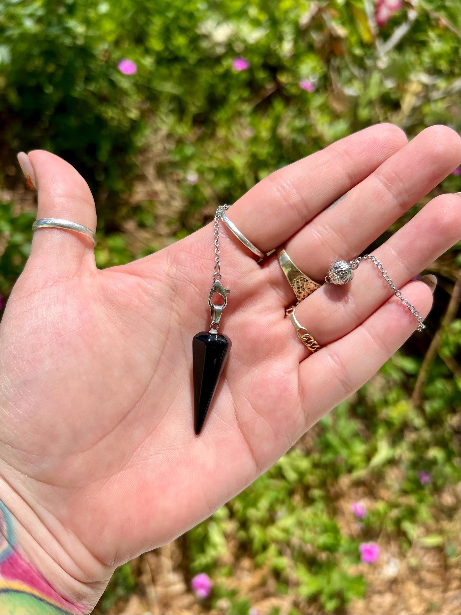 Black Onyx Divination Pendulum With a Silver Bead for Readings and ...