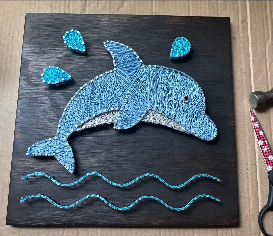 Dolphin String Art Beach Splash Water Nautical Ocean Wall Art Decor - Etsy