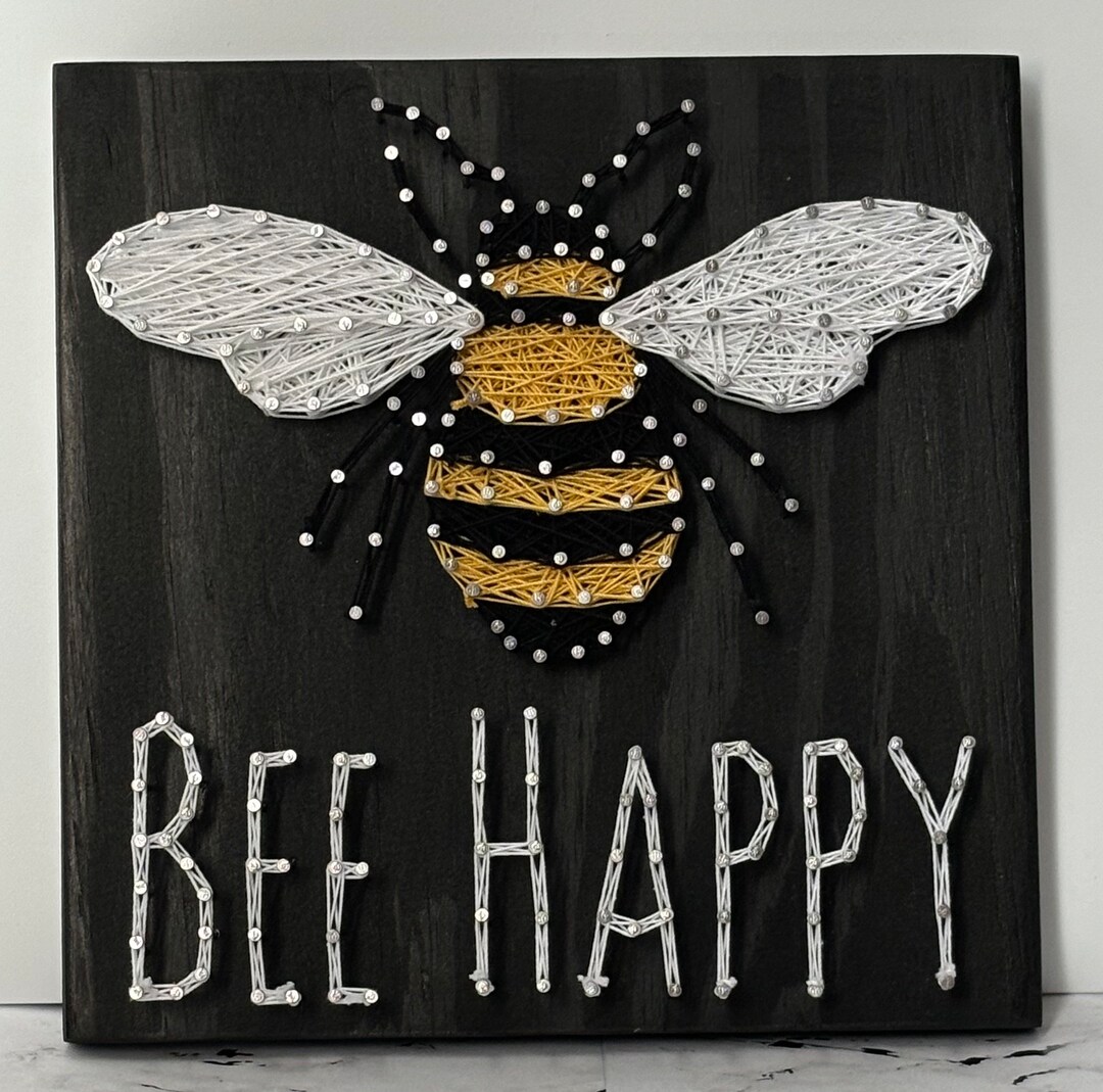 Bee Happy String Art, Bumblebee Honeycomb Honey Queen Beehive Farmhouse ...