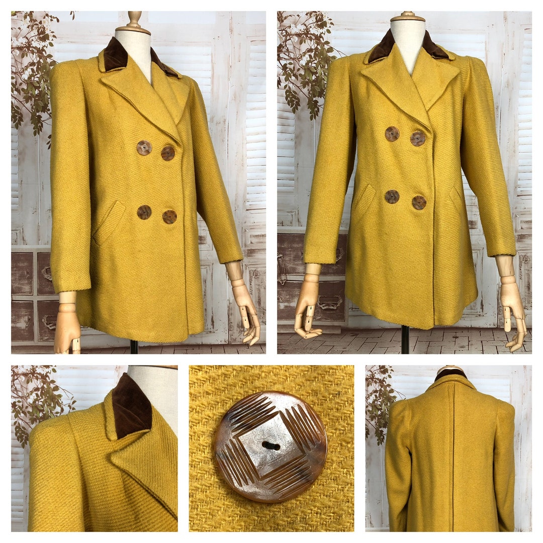 Stunning Original Late 1930s / Early 1940s Vintage Mustard Yellow and ...
