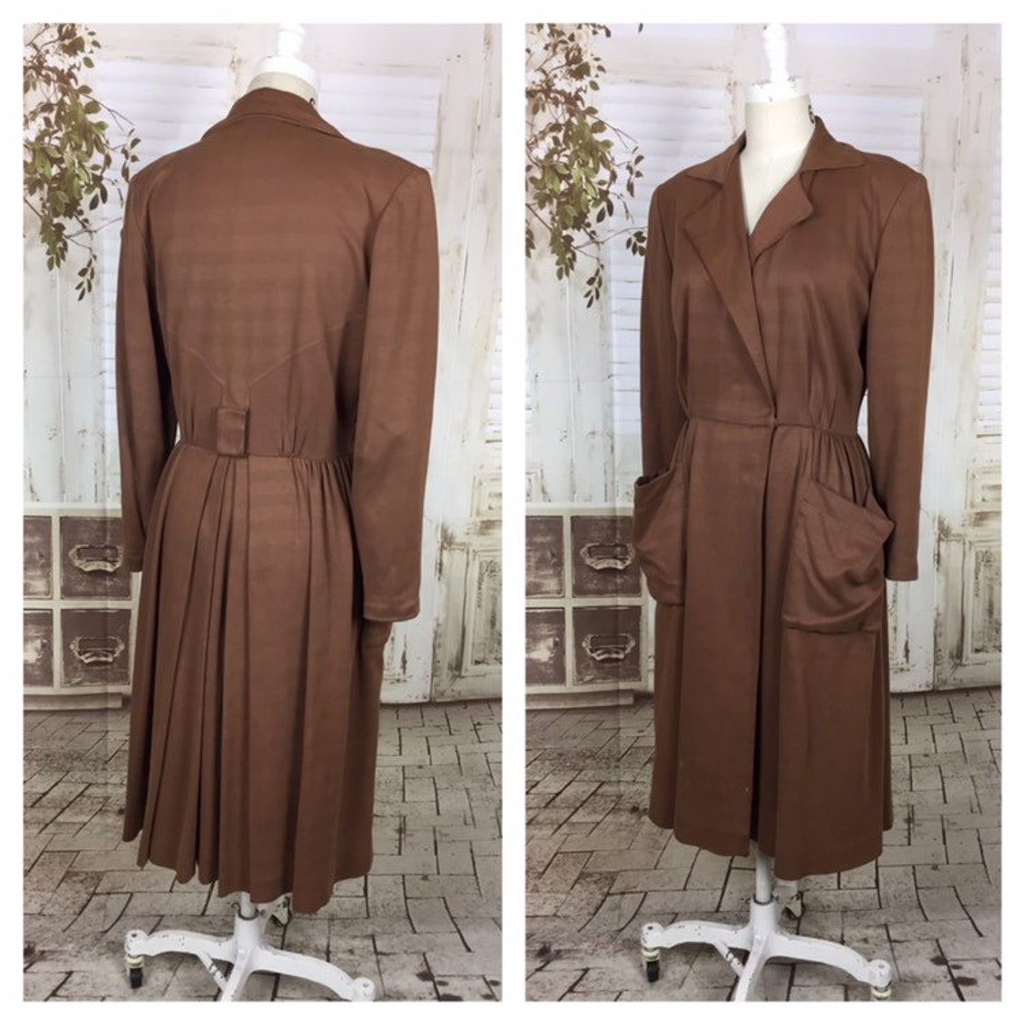 Original 1940s 40s Vintage Brown Gab Gabardine Faux Suede - Etsy