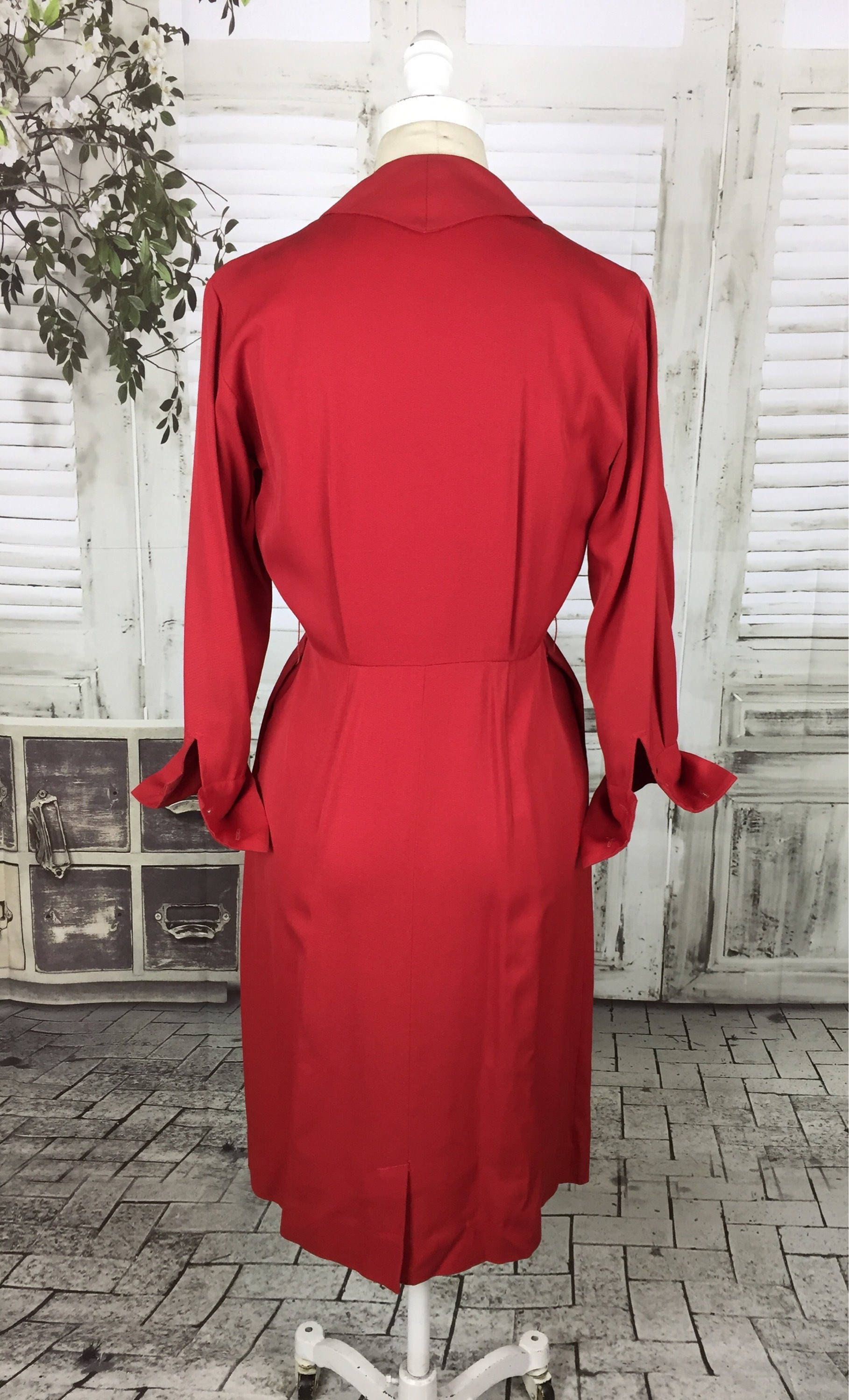 Vintage red button up dress - ferllc