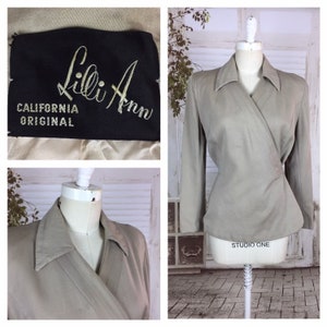 Original 1940s Vintage Taupe Gab Gabardine Black Label Lilli Ann Wrap ...